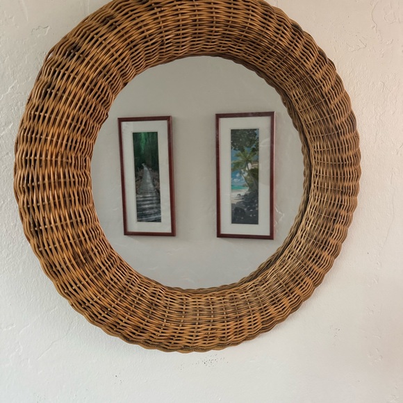 IKEA | Wall Decor | Vintage 99s Ikea Brown Wicker Wall Mirror | Poshmark
